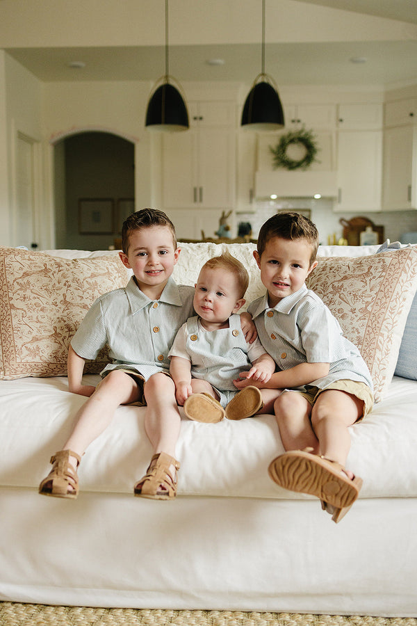 Green Stripe Short Linen Overalls – Harlee Jane
